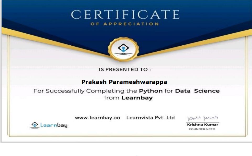 Prakash P on LinkedIn: I’m happy to share that I’ve successfully ... Prakash P on LinkedIn: I’m happy to share that I’ve successfully ...