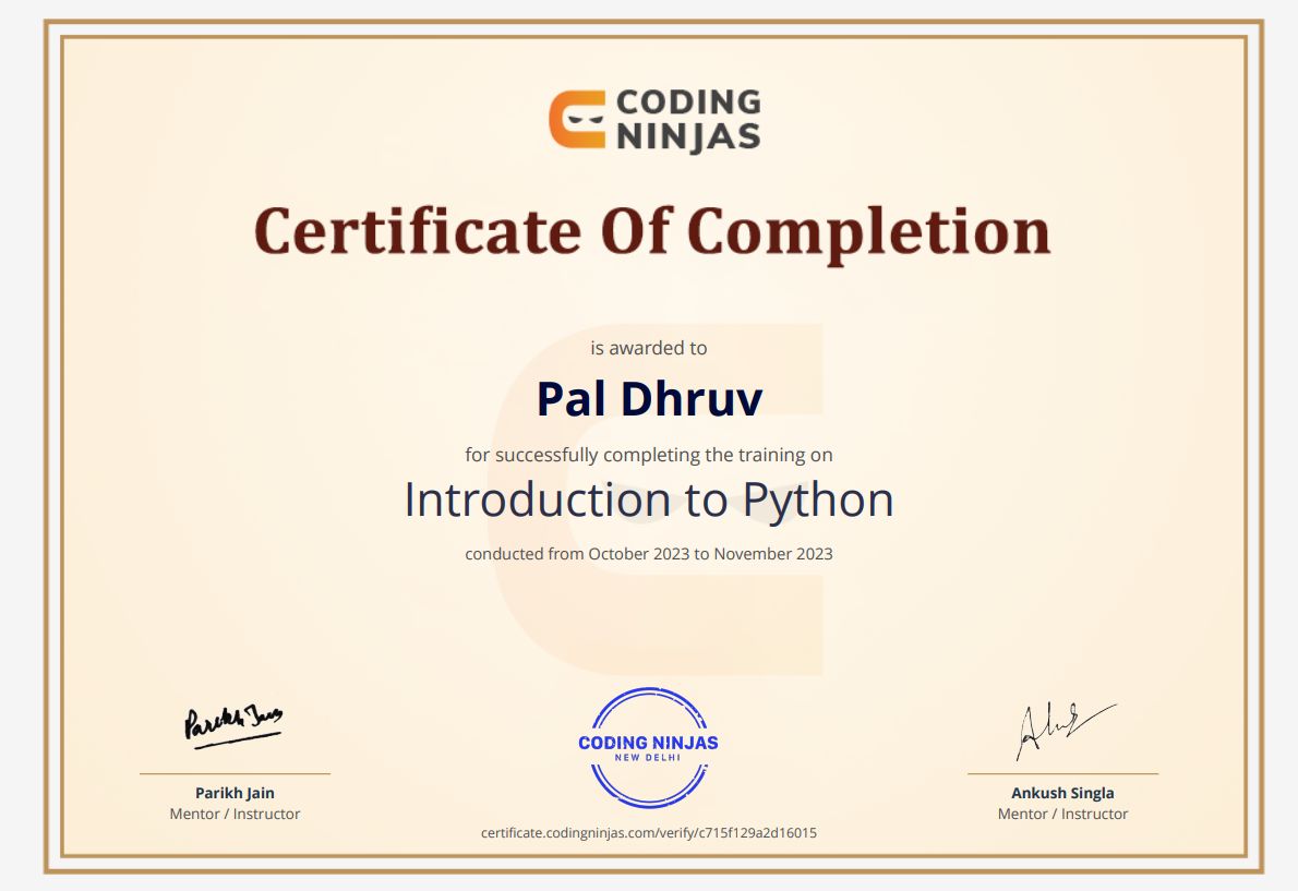 Dhruv Pal on LinkedIn: Completed Python now gonna start DSA Dhruv Pal on LinkedIn: Completed Python now gonna start DSA