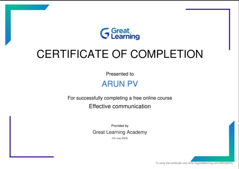 Arun PV on LinkedIn: #greatlearningacademy #greatlearning Arun PV on LinkedIn: #greatlearningacademy #greatlearning