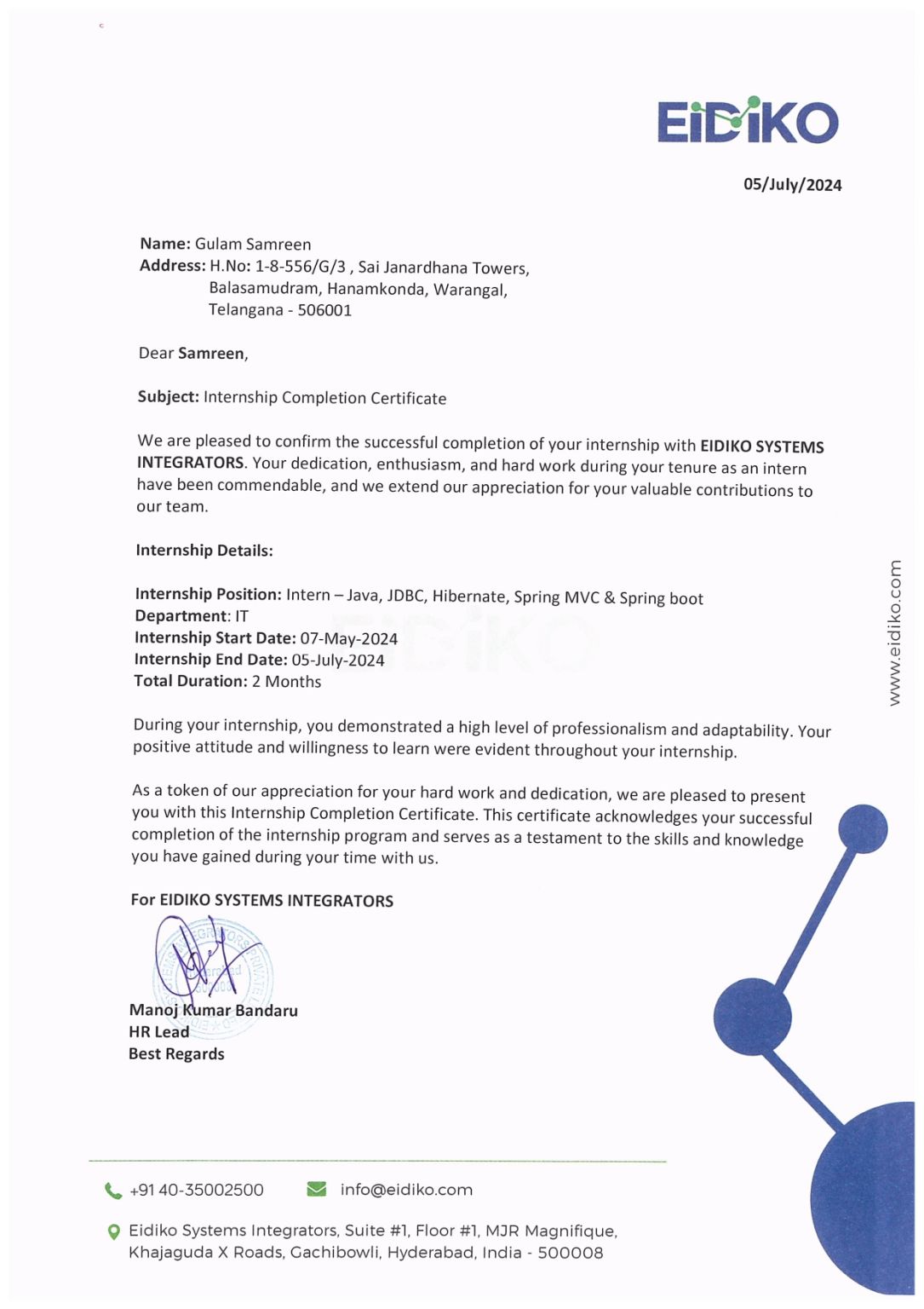 Samreen Gulam on LinkedIn: #internship #java #jdbc #hibernate # ... Samreen Gulam on LinkedIn: #internship #java #jdbc #hibernate # ...