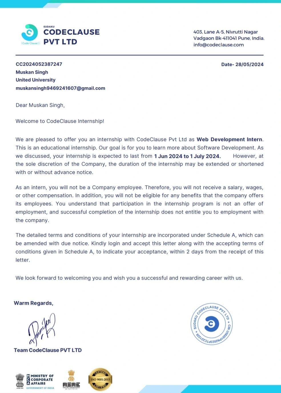 Muskan Singh on LinkedIn: #internship Muskan Singh on LinkedIn: #internship