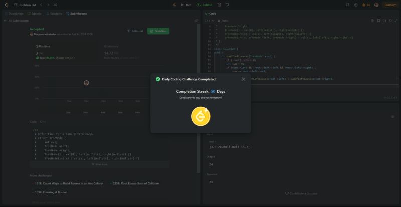 Completed a 50-day streak on LeetCode | Deepanshu Katariya posted on ... Completed a 50-day streak on LeetCode | Deepanshu Katariya posted on ...