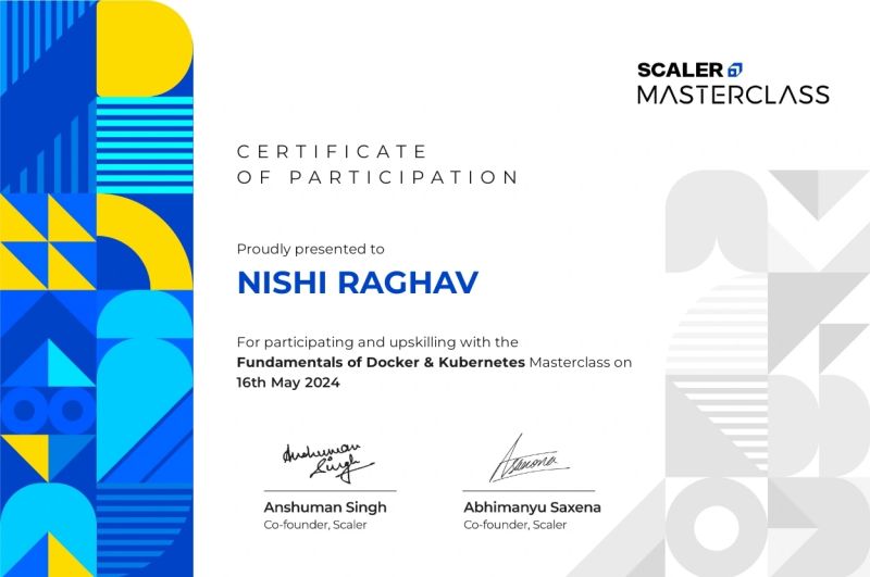 Nishi Raghav on LinkedIn: Fundamentals of Docker & Kubernetes Certification Nishi Raghav on LinkedIn: Fundamentals of Docker & Kubernetes Certification