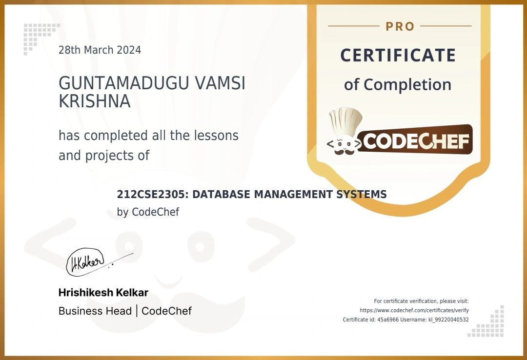 Guntamadugu Vamsi Krishna on LinkedIn: #codechef Guntamadugu Vamsi Krishna on LinkedIn: #codechef