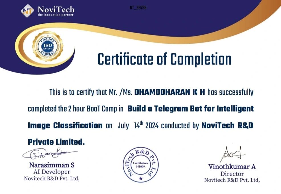 DHAMODHARAN K H on LinkedIn: #novitech #artificial_intelligence DHAMODHARAN K H on LinkedIn: #novitech #artificial_intelligence