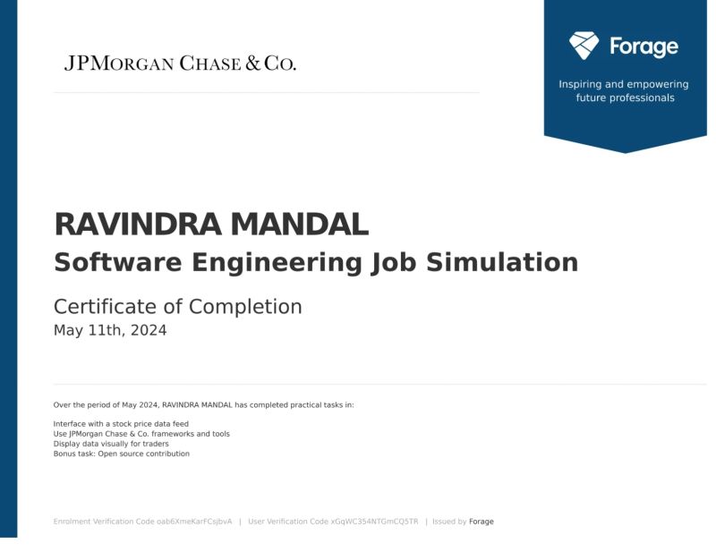 RAVINDRA MANDAL on LinkedIn: #softwareengineer #forage #jpmorganchase # ... RAVINDRA MANDAL on LinkedIn: #softwareengineer #forage #jpmorganchase # ...