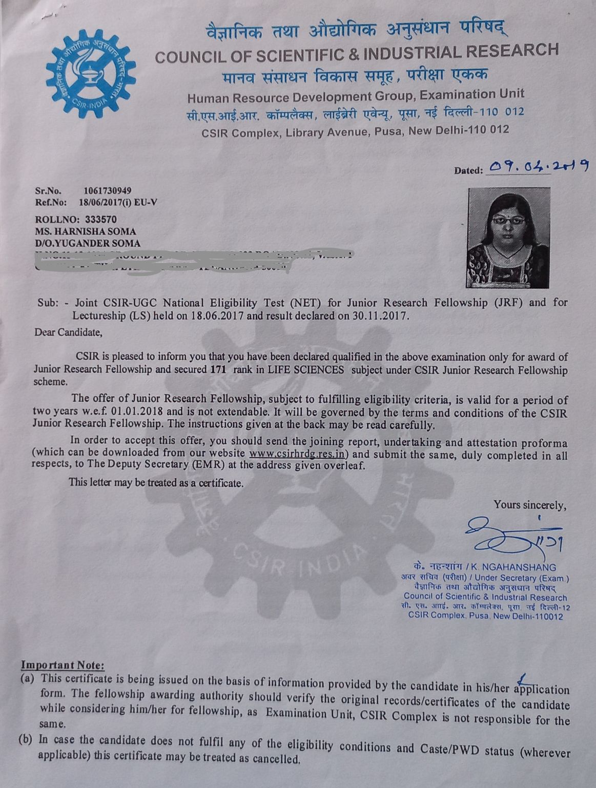 Harnisha Soma on LinkedIn: I qualified India's toughest exam CSIR JRF ... Harnisha Soma on LinkedIn: I qualified India's toughest exam CSIR JRF ...