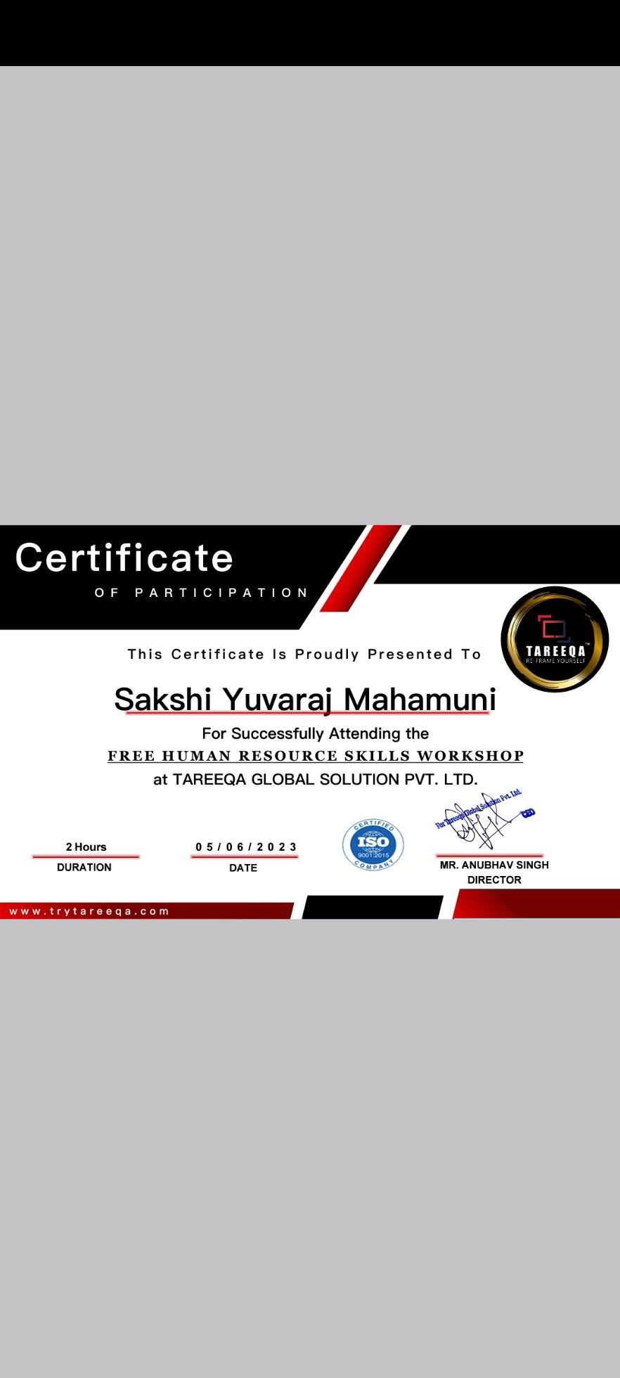 Sakshi Mahamuni on LinkedIn: workshop certificate ☺️ Sakshi Mahamuni on LinkedIn: workshop certificate ☺️