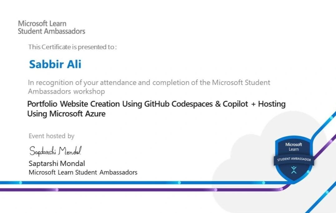 Sabbir Ali on LinkedIn: #azure #cloudcomputing #gdsc #alwayslearning Sabbir Ali on LinkedIn: #azure #cloudcomputing #gdsc #alwayslearning