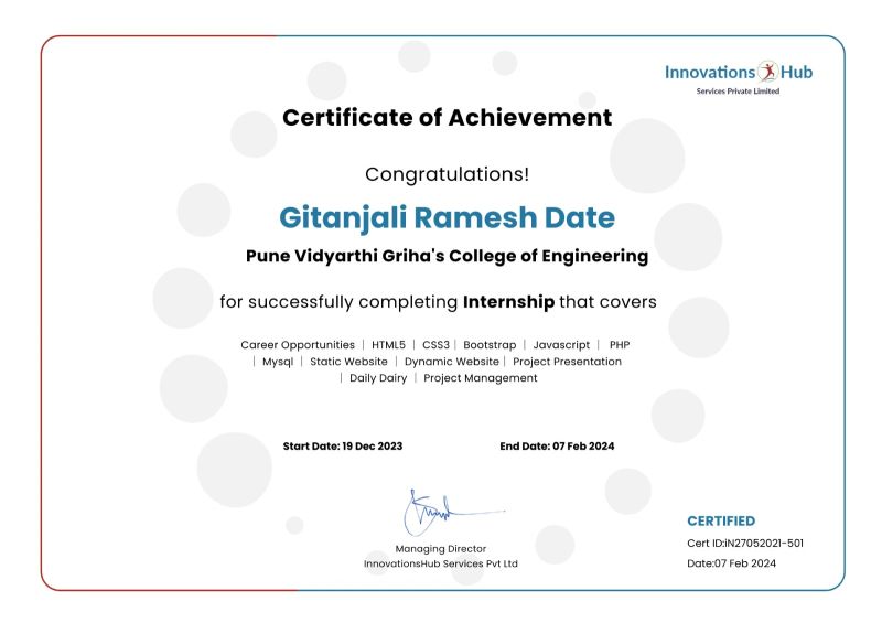 Completed web development internship | Gitanjali Date posted on the ... Completed web development internship | Gitanjali Date posted on the ...