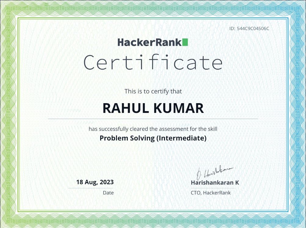 Rahul Kumar on LinkedIn: #hackerrank #codingjourney #problemsolving # ... Rahul Kumar on LinkedIn: #hackerrank #codingjourney #problemsolving # ...