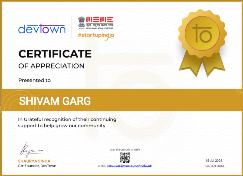 Shivam Garg on LinkedIn: #devtown Shivam Garg on LinkedIn: #devtown
