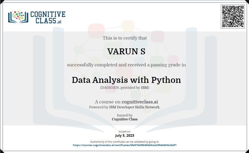 Varun S on LinkedIn: #dataanalysis #python #ibmcertification Varun S on LinkedIn: #dataanalysis #python #ibmcertification