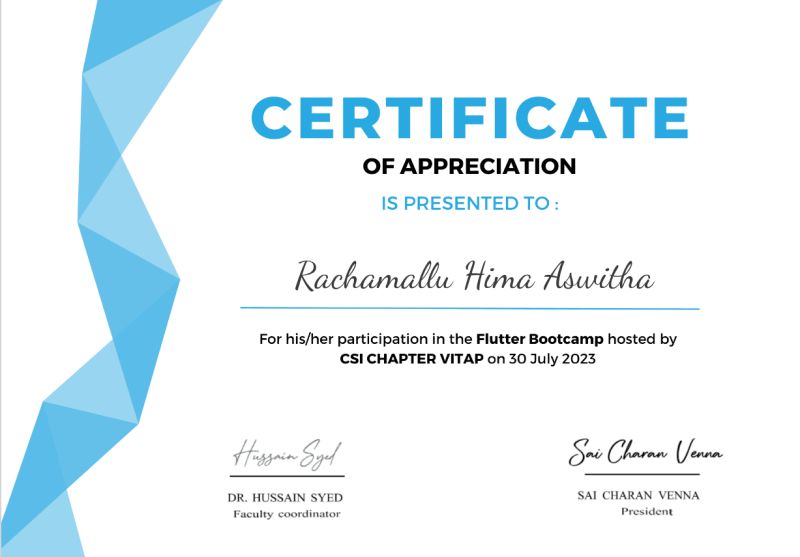 Hima Aswitha on LinkedIn: #vitap #csichapters #flutter Hima Aswitha on LinkedIn: #vitap #csichapters #flutter