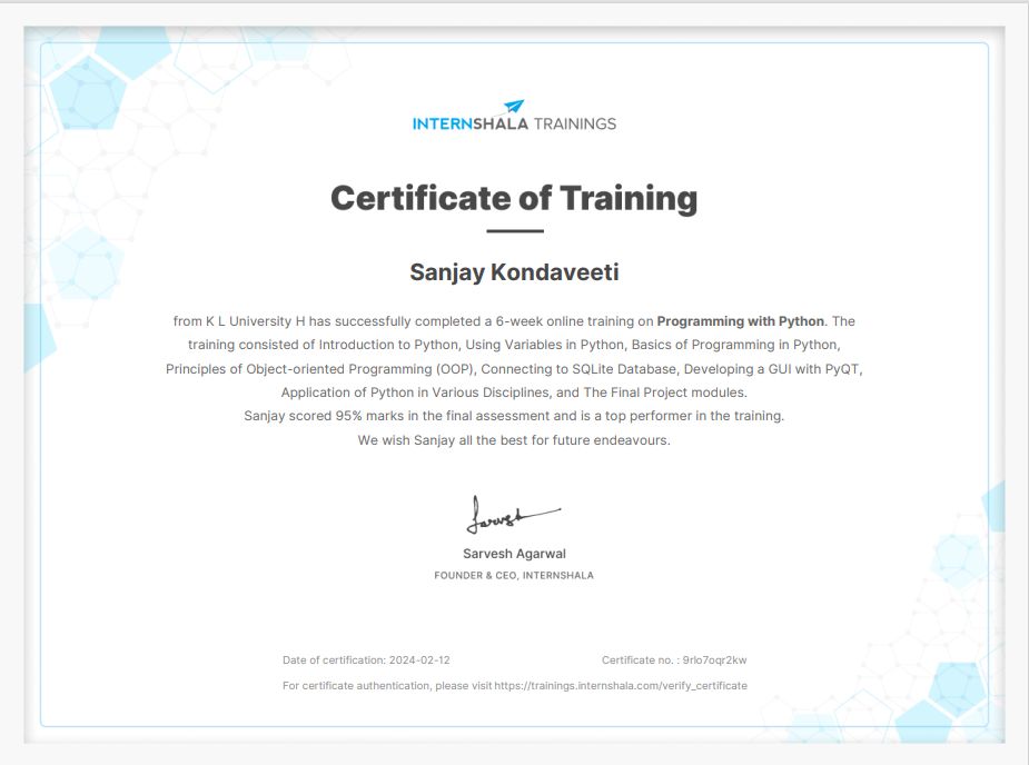 sanjay Kondaveeti on LinkedIn: #python #programming #certification # ... sanjay Kondaveeti on LinkedIn: #python #programming #certification # ...