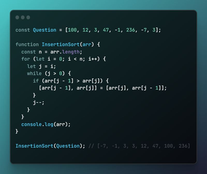 Arjunan K on LinkedIn: #javascript #coding #insertion #sorting # ... Arjunan K on LinkedIn: #javascript #coding #insertion #sorting # ...