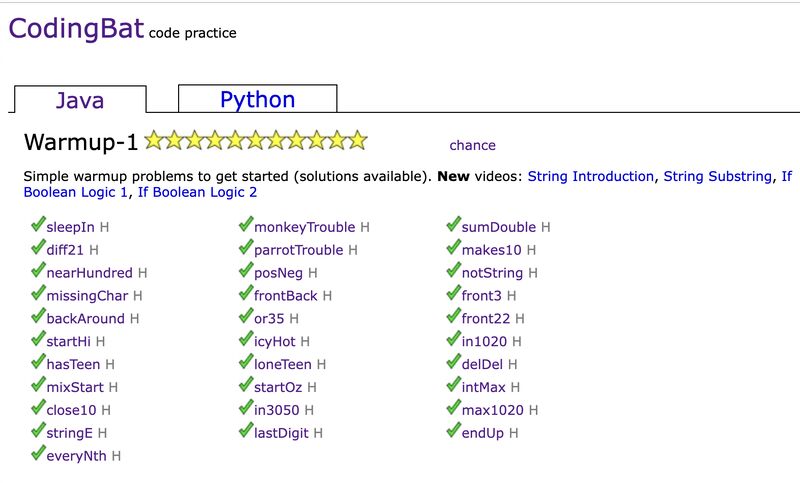 Need a refresher on Java basics? Try CodingBat! | Arman Patel posted on ... Need a refresher on Java basics? Try CodingBat! | Arman Patel posted on ...