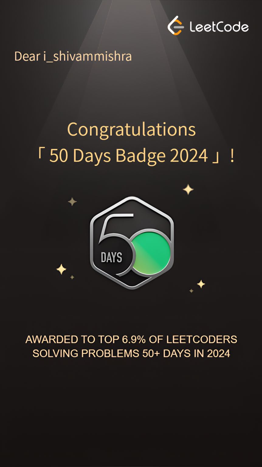 Shivam Mishra on LinkedIn: #leetcode #leetcode50days #dsa Shivam Mishra on LinkedIn: #leetcode #leetcode50days #dsa