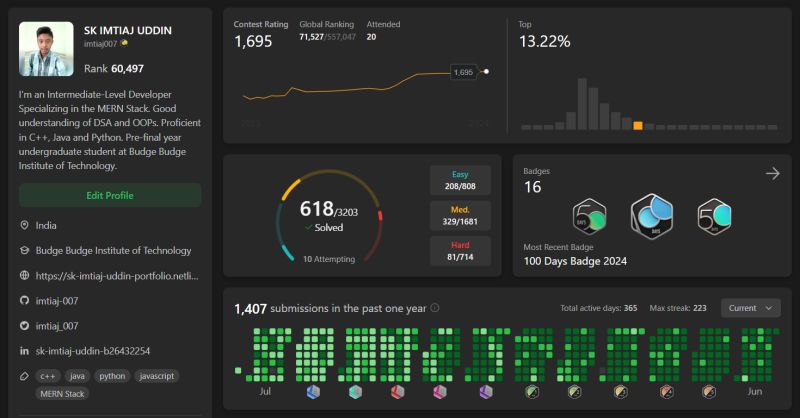 SK IMTIAJ UDDIN on LinkedIn: #connect #leetcode #consistency # ... SK IMTIAJ UDDIN on LinkedIn: #connect #leetcode #consistency # ...