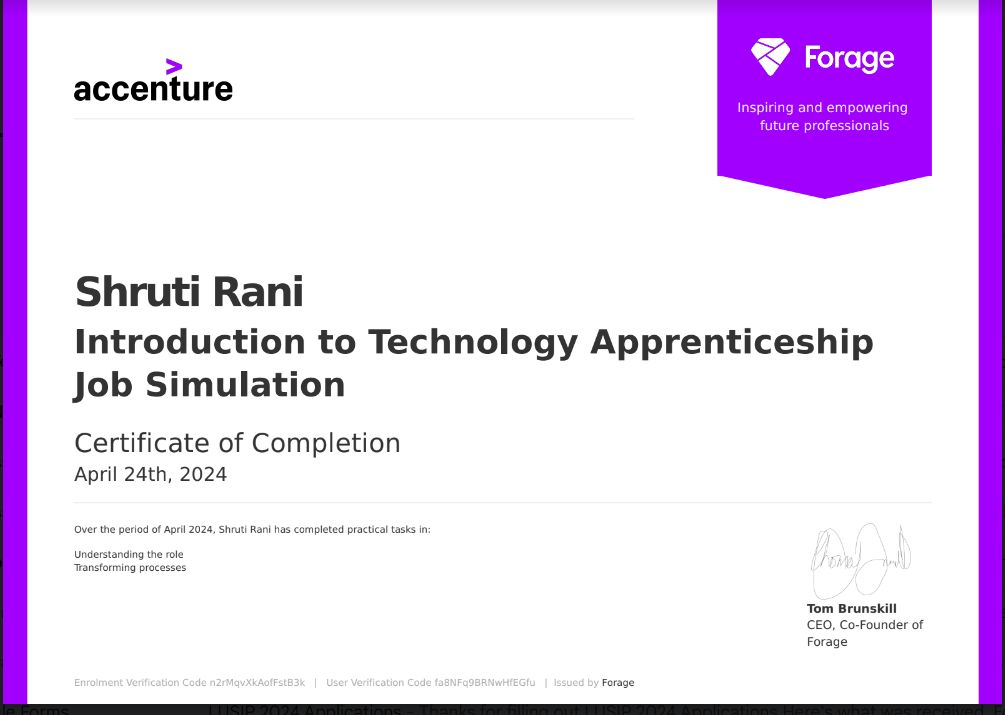 Shruti Rani on LinkedIn: #accenture #forage #certificate Shruti Rani on LinkedIn: #accenture #forage #certificate