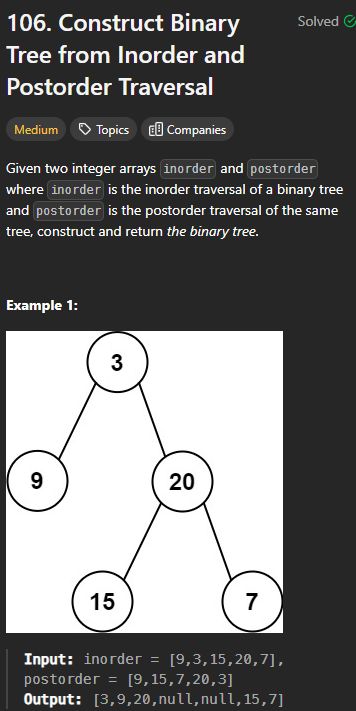 Hao Lam on LinkedIn: Random Leetcode Series Problem #106 - Construct ... Hao Lam on LinkedIn: Random Leetcode Series Problem #106 - Construct ...