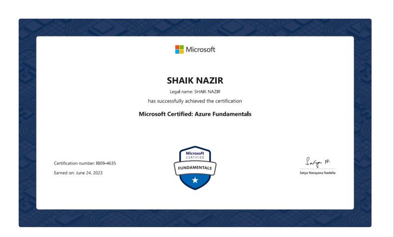 Nazir Shaik on LinkedIn: #microsoft #certificatoin #kluniversity Nazir Shaik on LinkedIn: #microsoft #certificatoin #kluniversity
