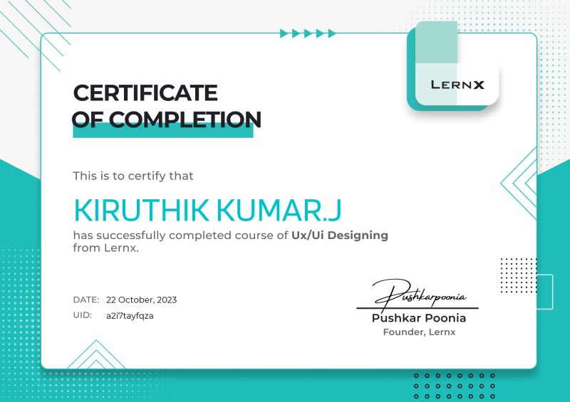 Kiruthik kumar on LinkedIn: #lernx #lernx #coursecompletion Kiruthik kumar on LinkedIn: #lernx #lernx #coursecompletion