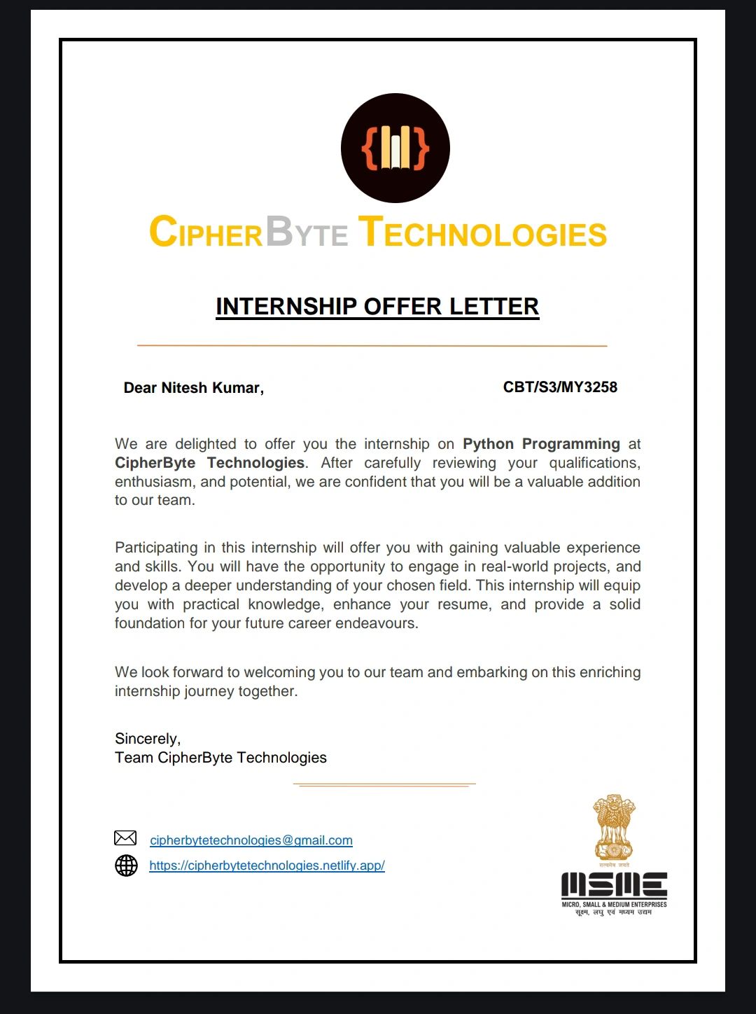 Nitesh Kumar on LinkedIn: #cipherbytetech #careermilestone # ... Nitesh Kumar on LinkedIn: #cipherbytetech #careermilestone # ...