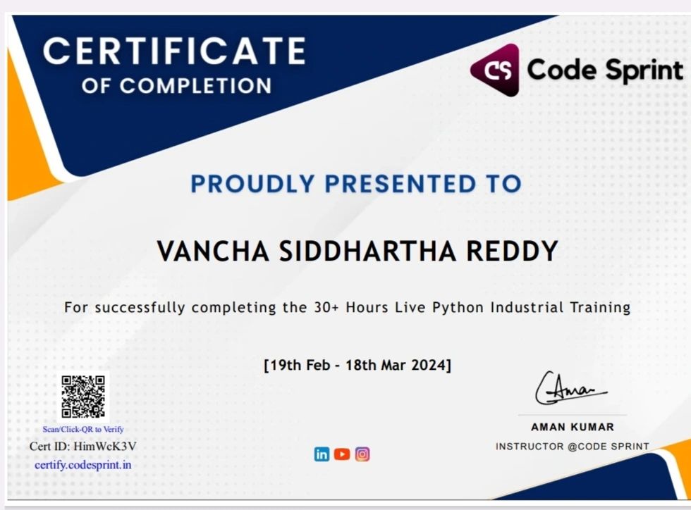 Vancha Siddhartha Reddy on LinkedIn: #python #coding #learningjourney Vancha Siddhartha Reddy on LinkedIn: #python #coding #learningjourney