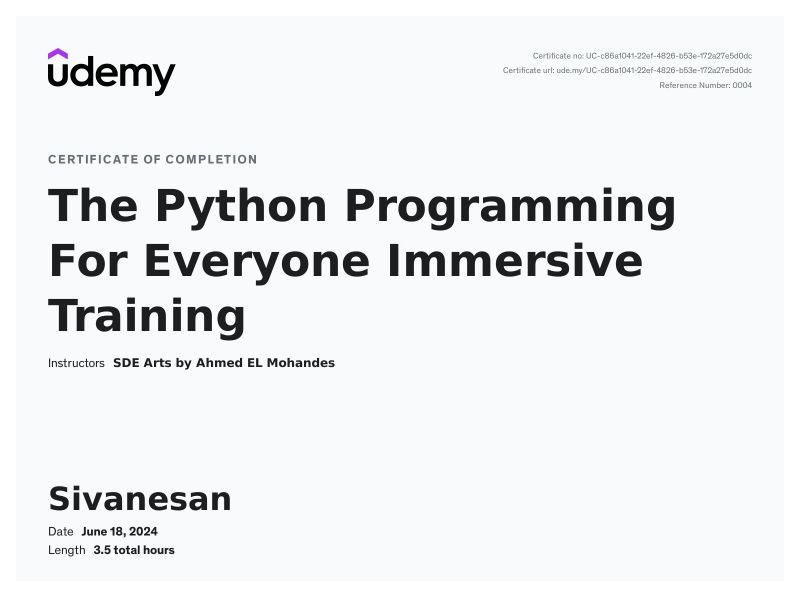 m. sivanesan on LinkedIn: #python #udemy #codingpython #newone #linkdin m. sivanesan on LinkedIn: #python #udemy #codingpython #newone #linkdin