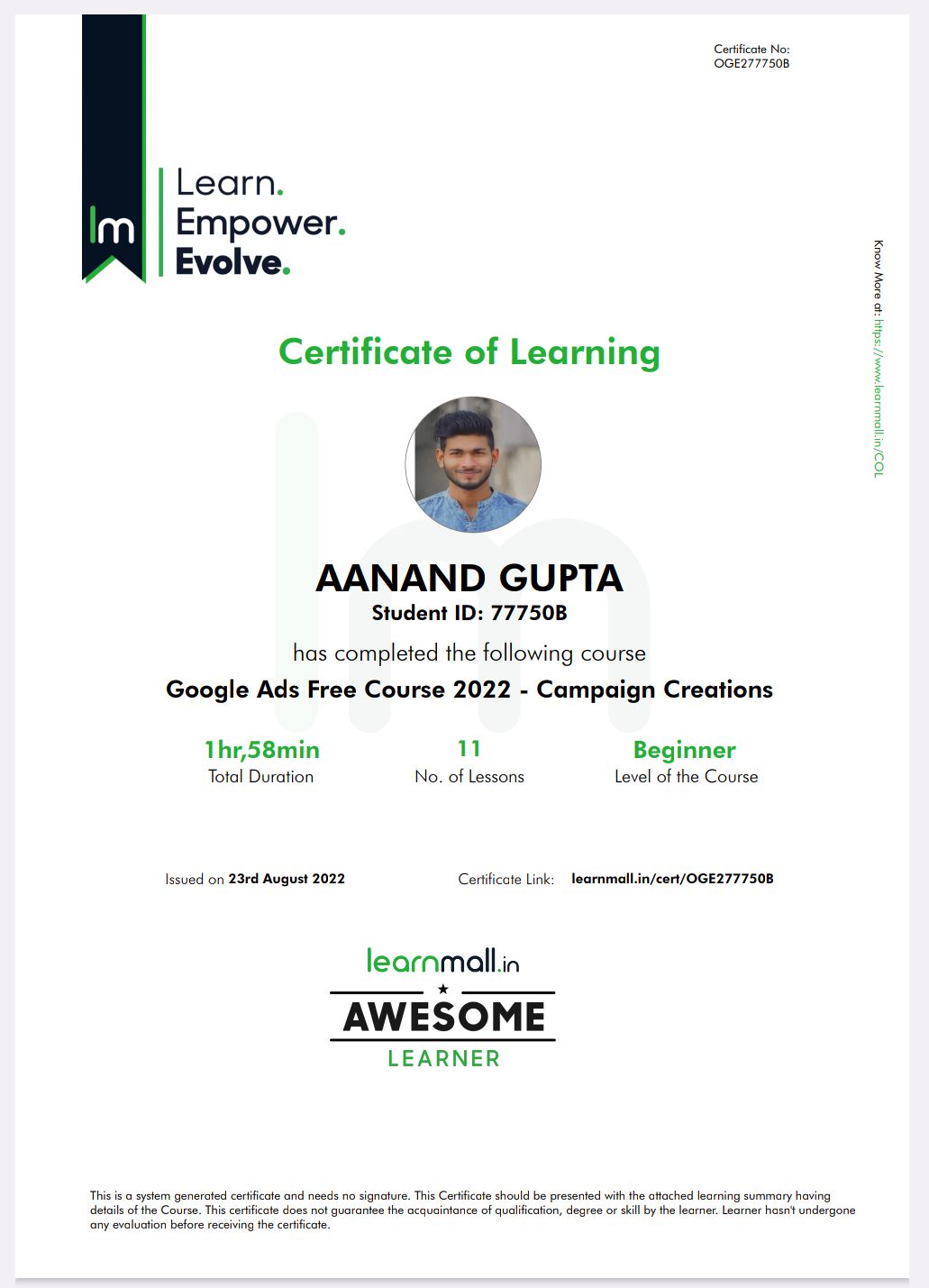 Aanand Gupta on LinkedIn: Hey connection , This is my achievement in ... Aanand Gupta on LinkedIn: Hey connection , This is my achievement in ...
