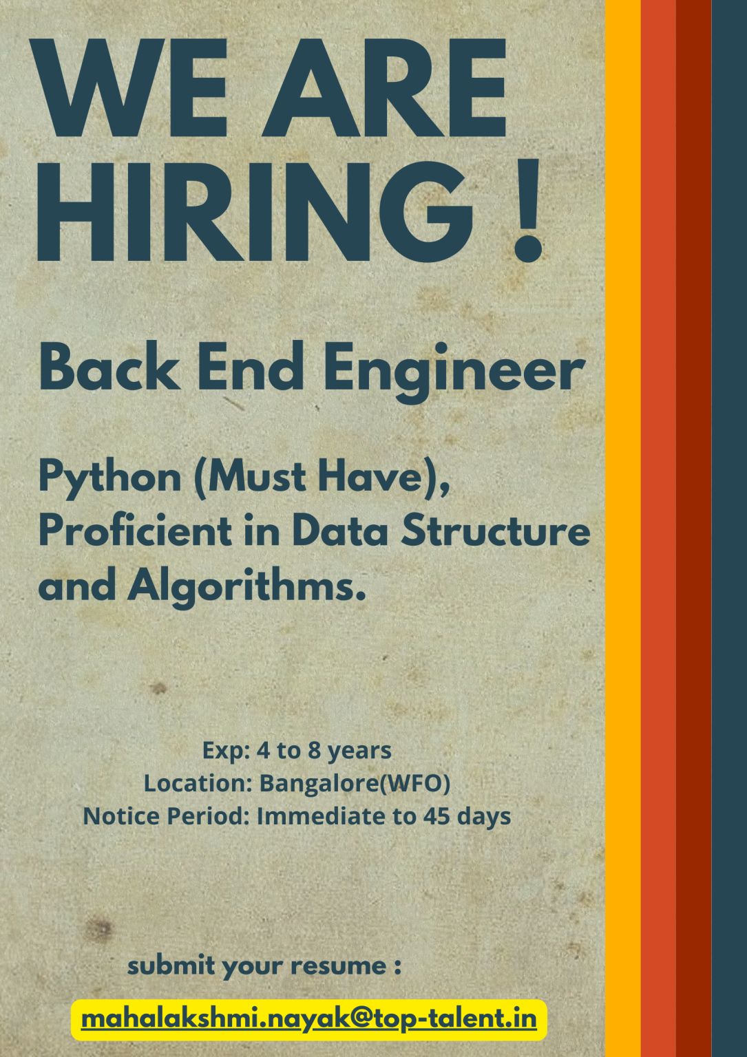 Mahalakshmi Nayak on LinkedIn: #backendengineer #wearehiring # ... Mahalakshmi Nayak on LinkedIn: #backendengineer #wearehiring # ...