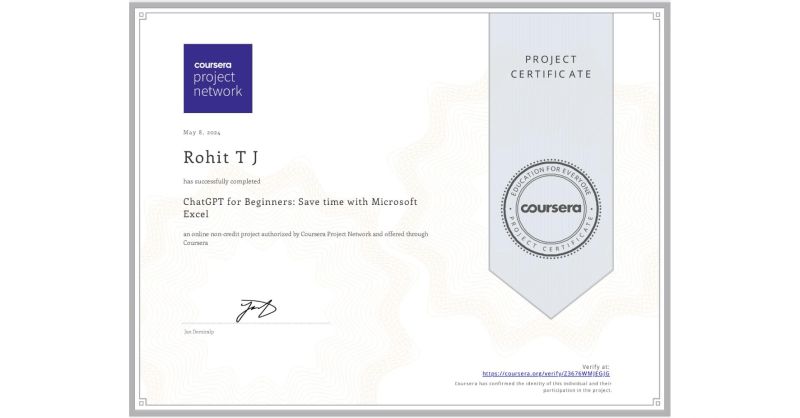 Rohit TJ on LinkedIn: #excelskills #courseracertified Rohit TJ on LinkedIn: #excelskills #courseracertified