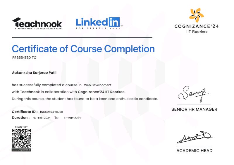 Aakanksha Patil on LinkedIn: #webdevelopment #teachnook #iitroorkee # ... Aakanksha Patil on LinkedIn: #webdevelopment #teachnook #iitroorkee # ...