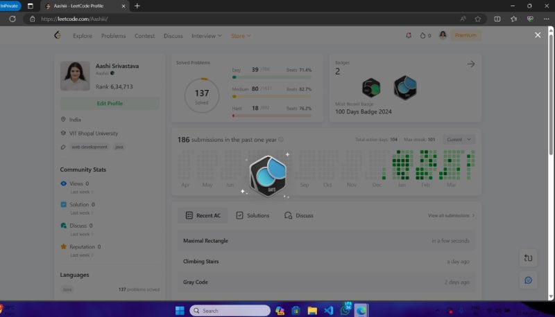 Aashi Srivastava on LinkedIn: #coding #100dayschallenge # ... Aashi Srivastava on LinkedIn: #coding #100dayschallenge # ...
