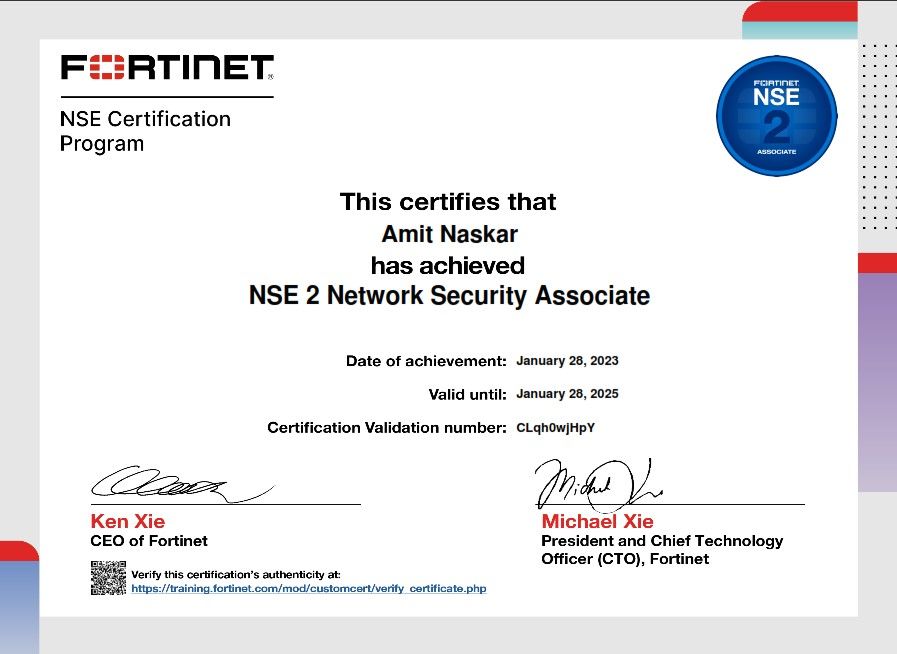 Amit Naskar on LinkedIn: I am certified as a Network Security Expert ... Amit Naskar on LinkedIn: I am certified as a Network Security Expert ...