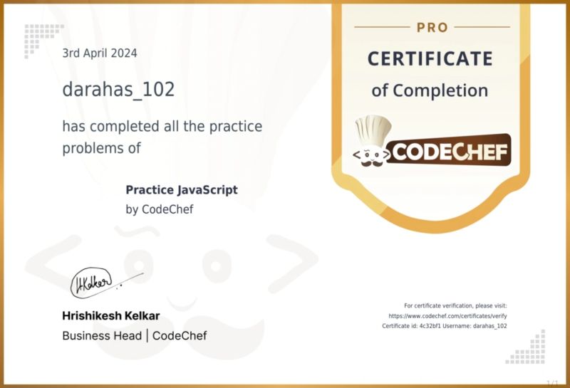 Sai Darahas Billa on LinkedIn: #javascript #codechef #certification # ... Sai Darahas Billa on LinkedIn: #javascript #codechef #certification # ...