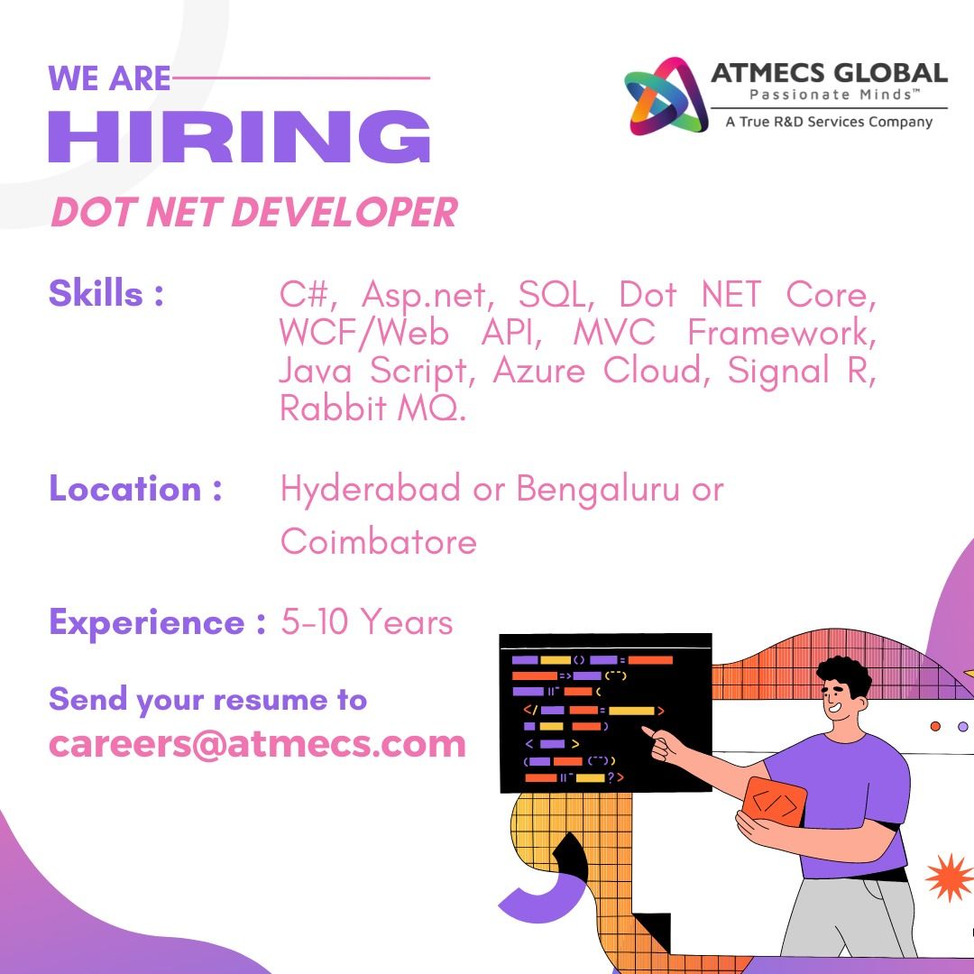 ATMECS Global Inc on LinkedIn: #dotnet #dotnetdeveloper #dotnetjobs # ... ATMECS Global Inc on LinkedIn: #dotnet #dotnetdeveloper #dotnetjobs # ...