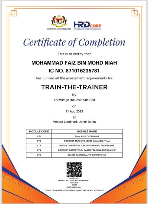 Mohammad Faiz on LinkedIn: I'm Certified TTT now.. Mohammad Faiz on LinkedIn: I'm Certified TTT now..