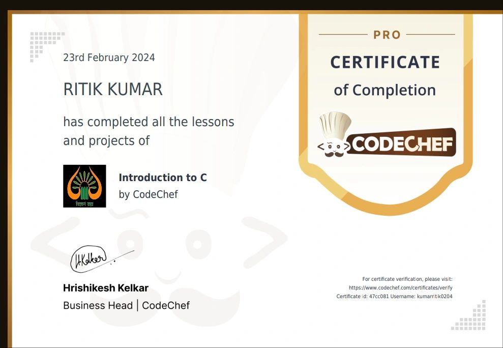 Ritik Kumar on LinkedIn: #cprogramming #codechef #programmingjourney Ritik Kumar on LinkedIn: #cprogramming #codechef #programmingjourney