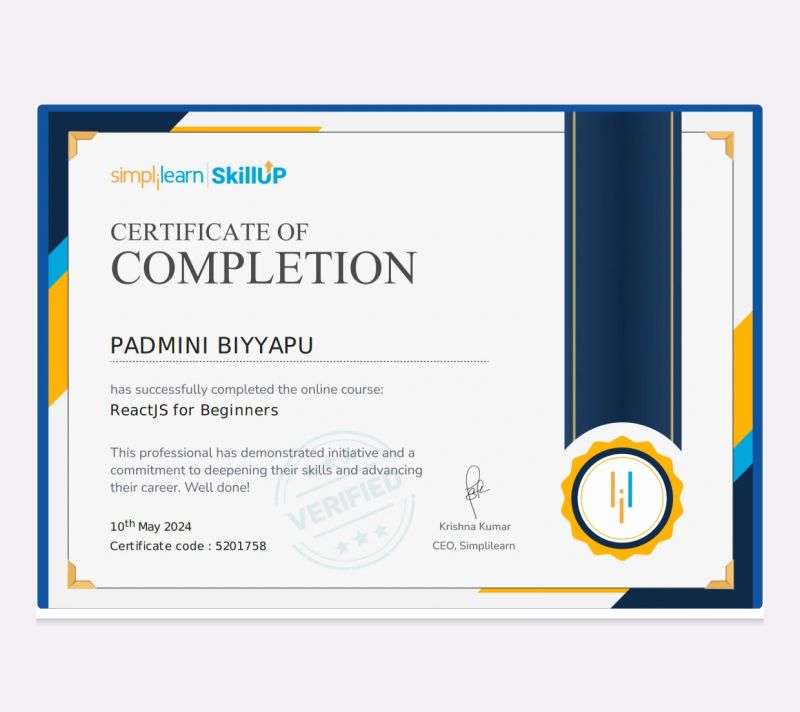 Padmini Biyyapu on LinkedIn: Excited to share that I have successfully ... Padmini Biyyapu on LinkedIn: Excited to share that I have successfully ...