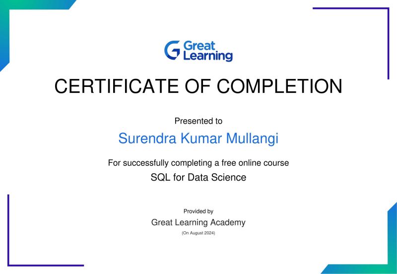 Surendra kumar Mullangi on LinkedIn: #dataanalyst #dataanalysis #sql # ... Surendra kumar Mullangi on LinkedIn: #dataanalyst #dataanalysis #sql # ...