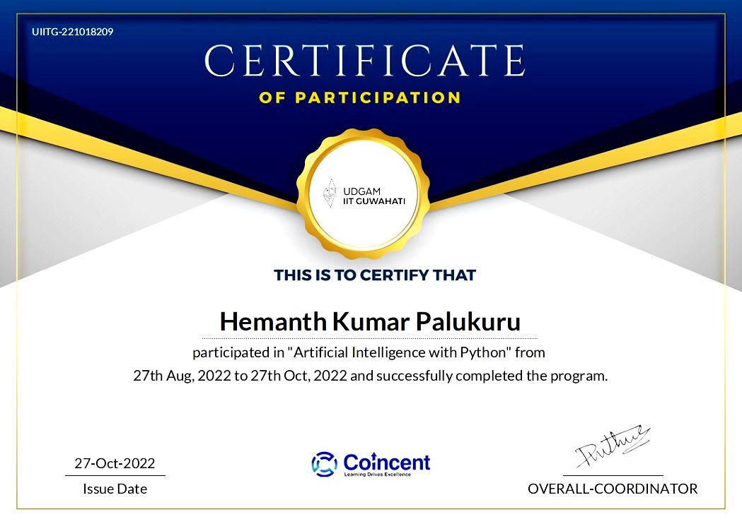 Hemanth kumar Palukuru on LinkedIn: #artificialintelligence #python # ... Hemanth kumar Palukuru on LinkedIn: #artificialintelligence #python # ...
