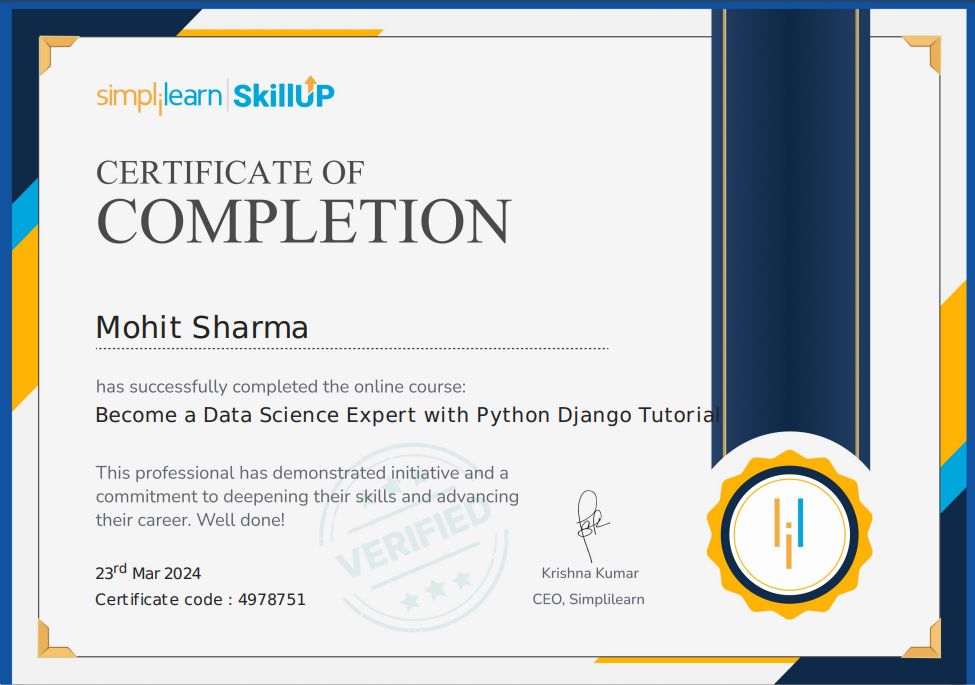 Mohit Sharma on LinkedIn: #python #django #skillup #certified Mohit Sharma on LinkedIn: #python #django #skillup #certified