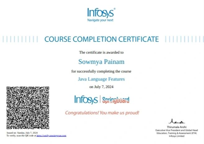 Sowmya Painam on LinkedIn: #infosys #java Sowmya Painam on LinkedIn: #infosys #java