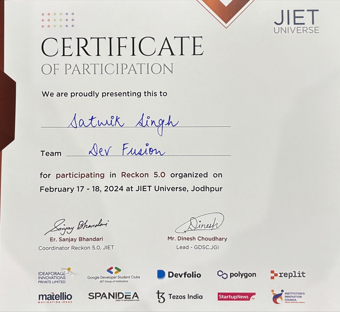 satwik singh on LinkedIn: #reckon5 #hackathon #techinnovation satwik singh on LinkedIn: #reckon5 #hackathon #techinnovation