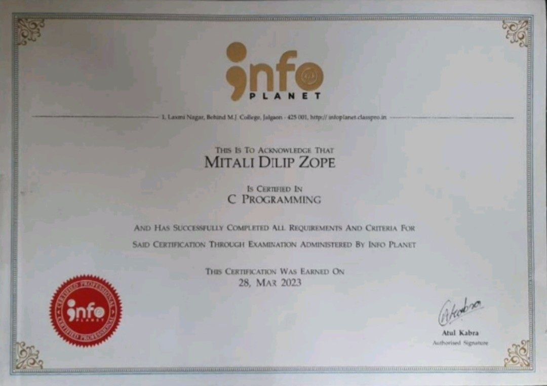 Mitali Zope on LinkedIn: #cprogramming #coding #programming #training Mitali Zope on LinkedIn: #cprogramming #coding #programming #training