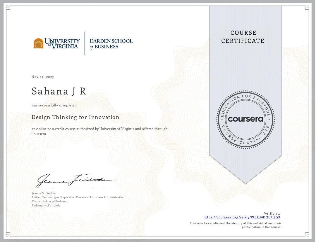 Sahana J.R. on LinkedIn: I'm happy to share a certificate: Design ... Sahana J.R. on LinkedIn: I'm happy to share a certificate: Design ...