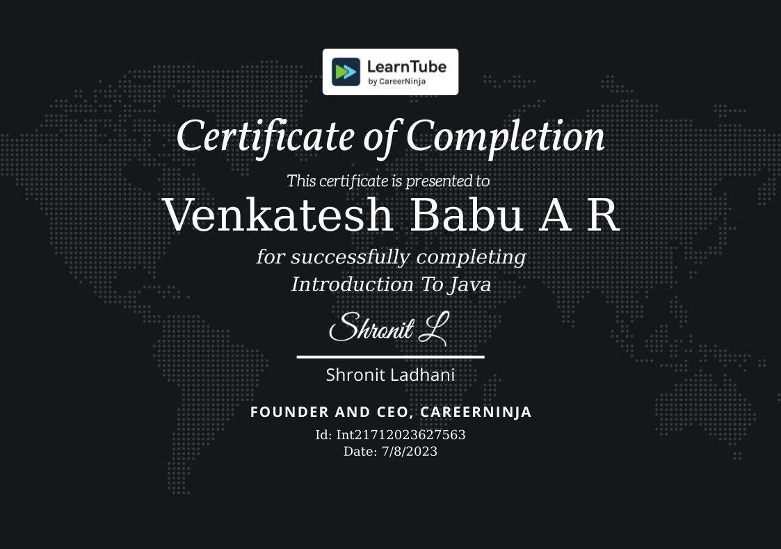 Venkatesh Babu A. R. on LinkedIn: #learntube #javaprogramming Venkatesh Babu A. R. on LinkedIn: #learntube #javaprogramming