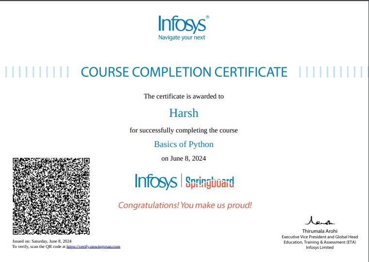 Harsh Chaudhary on LinkedIn: happy to share my certificate of Harsh Chaudhary on LinkedIn: happy to share my certificate of